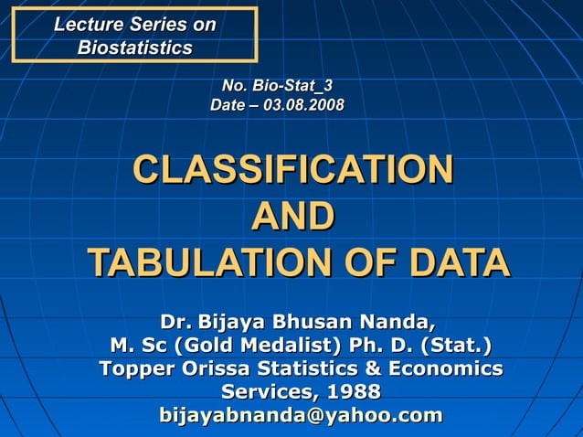 Classification & tabulation of data | PPT