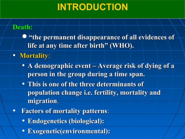 Measures of mortality | PPT | Pregnancy | Reproductive Health