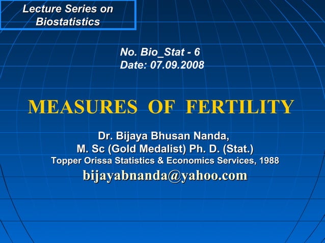 Measures of fertility | PPT | Infertility | Reproductive Health