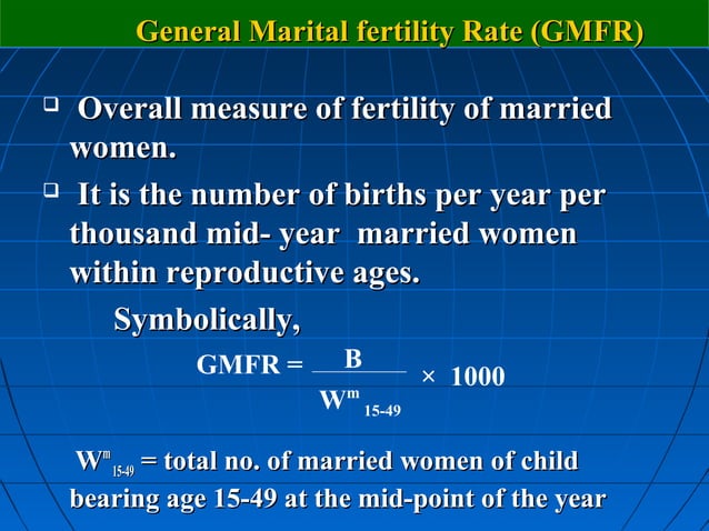 Measures of fertility | PPT | Infertility | Reproductive Health