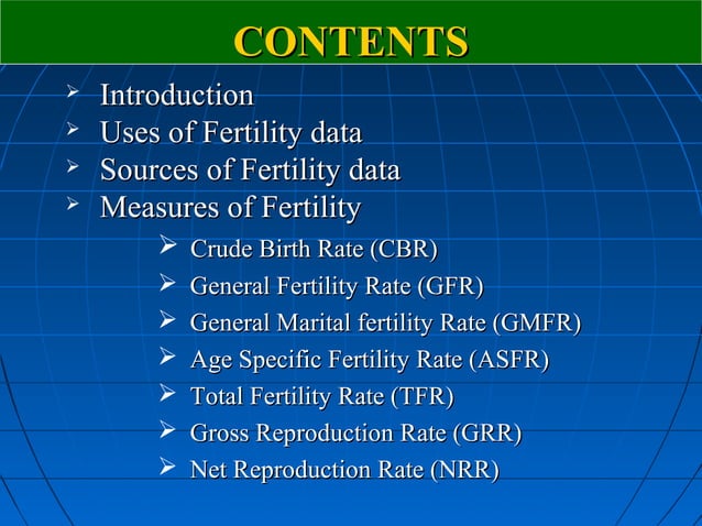 Measures of fertility | PPT | Infertility | Reproductive Health
