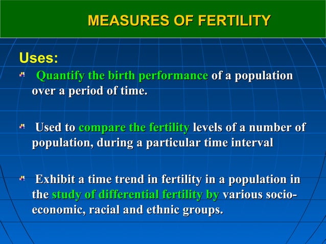 Measures of fertility | PPT | Infertility | Reproductive Health