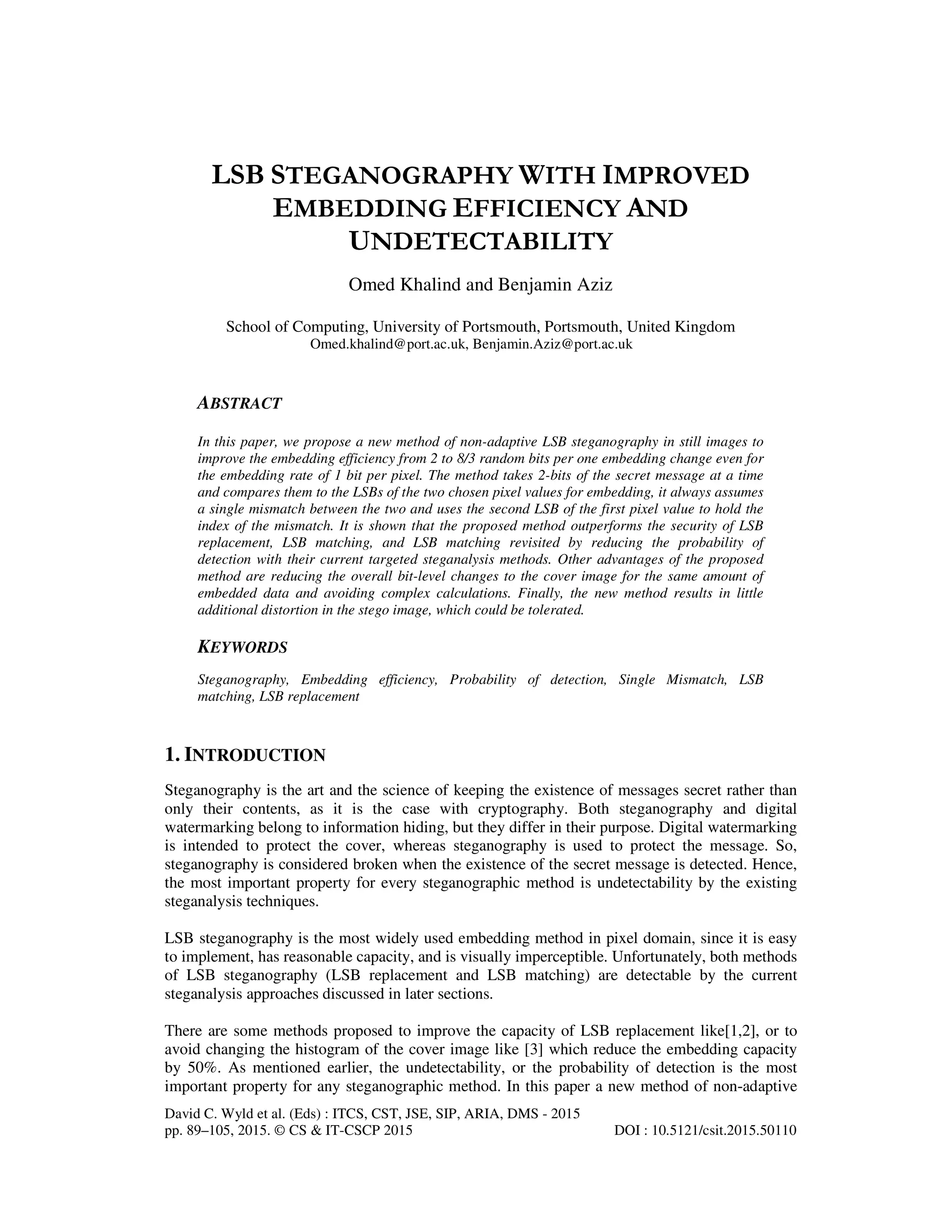 Lsb steganography with improved | PDF