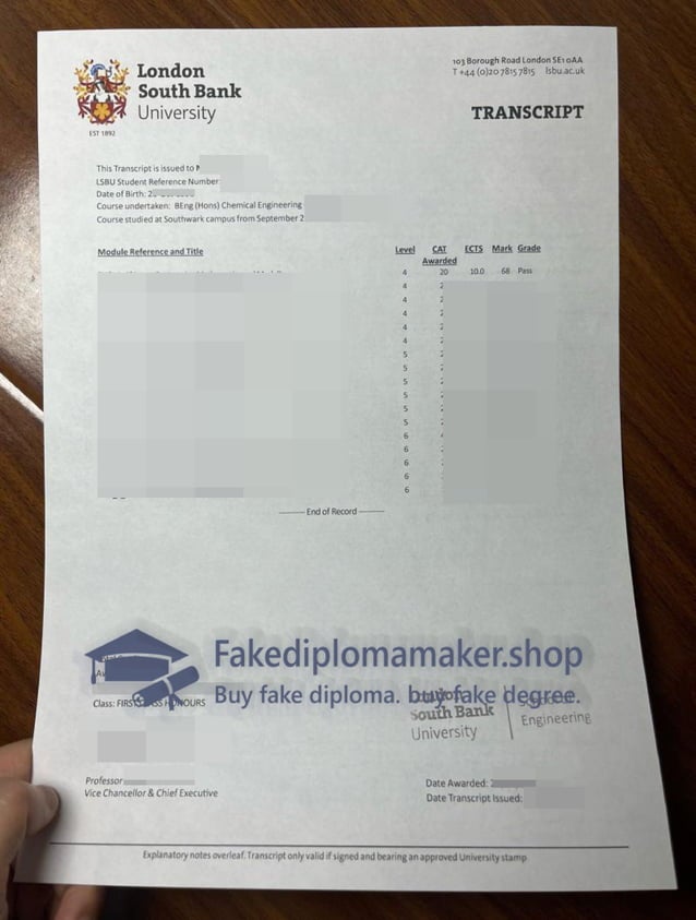 LSBU transcript, order LSBU academic transcripts | PDF