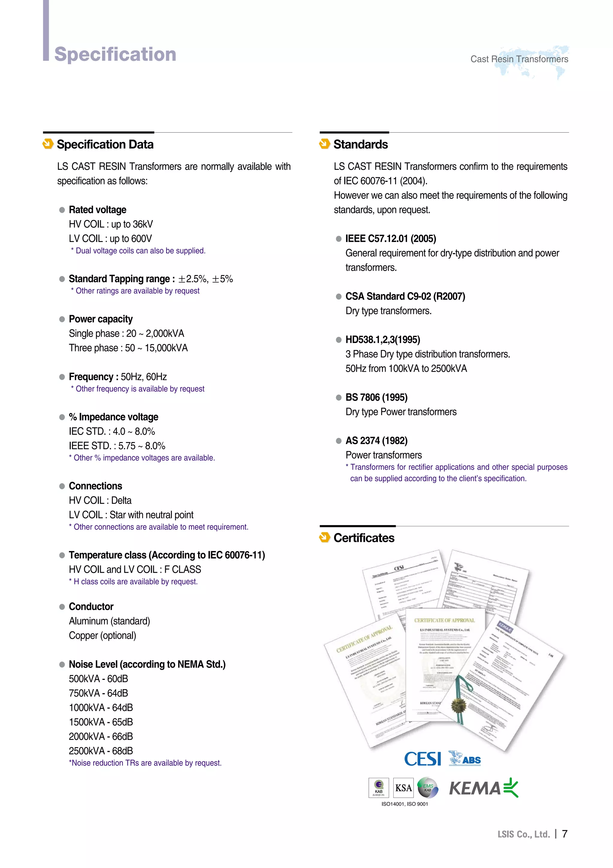 LS Cast Resin Transformer Catalogue | PDF
