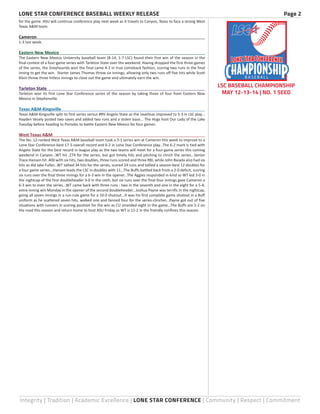 LSC Baseball Weekly Release (03/15/16) | PDF