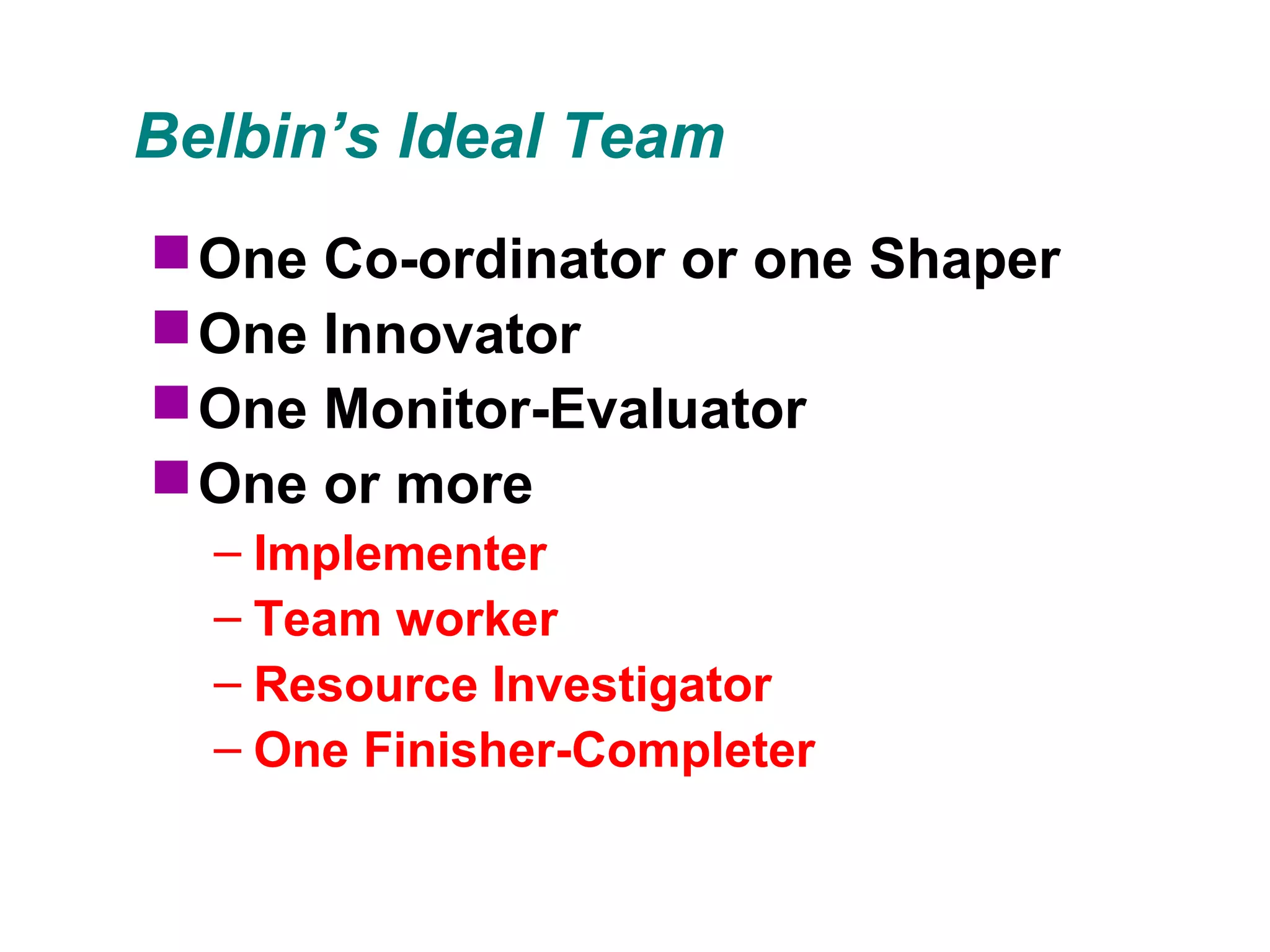 belbins team roles | PPT