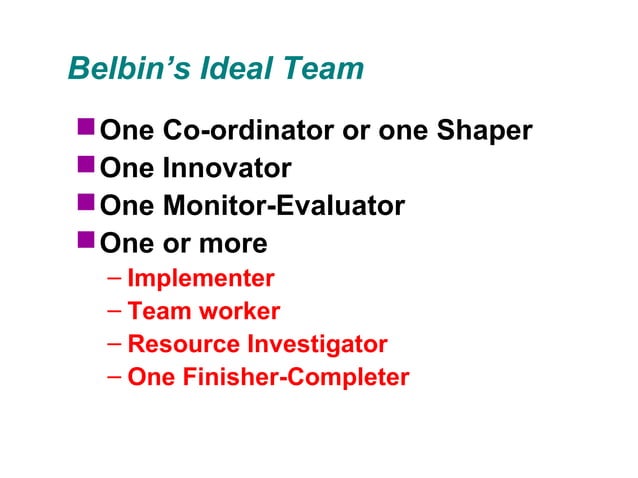 belbins team roles | PPT