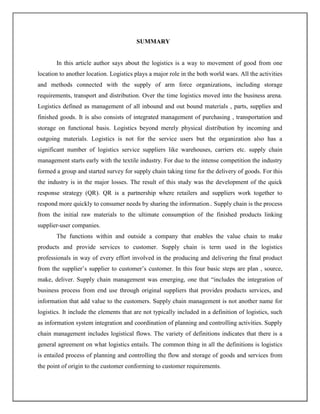 Lscm | DOCX | Logistics and Transportation Industry | Industries