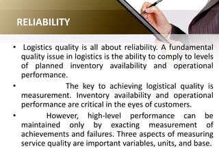 Basic service capability, logistics and supply chain management | PPTX