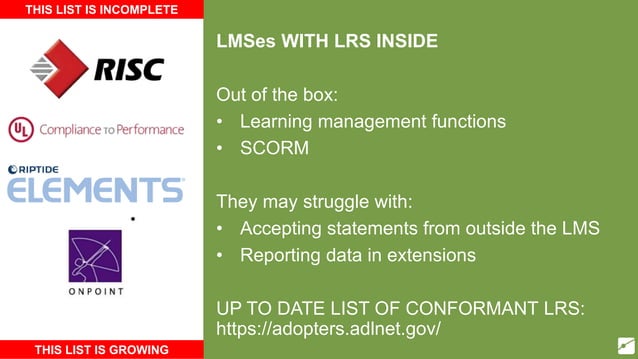 LSCon 407 Building the xAPI Learning Ecosystem of Your Dreams | PPT