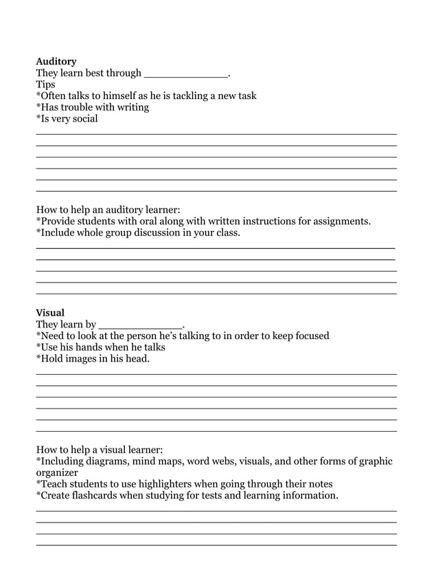 Creating "Ah Ha" Moments Through Learning Styles | DOC