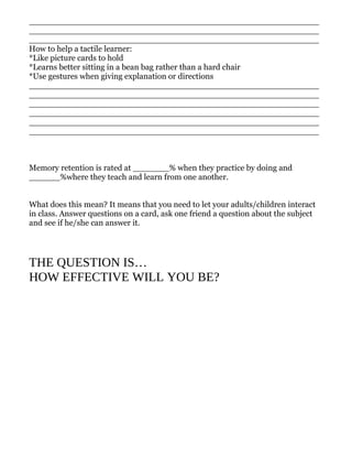 Creating "Ah Ha" Moments Through Learning Styles | DOC