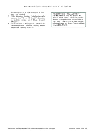 Lscs audit in a tertiary care center in mumbai to study indications and ...