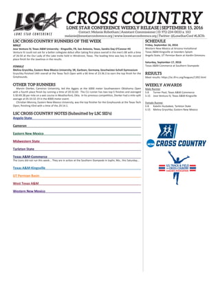 LSC Cross Country Weekly Release (09/15/16) | PDF