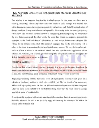 key-aggregate cryptosystem for scalable data sharing in cloud storage | PDF