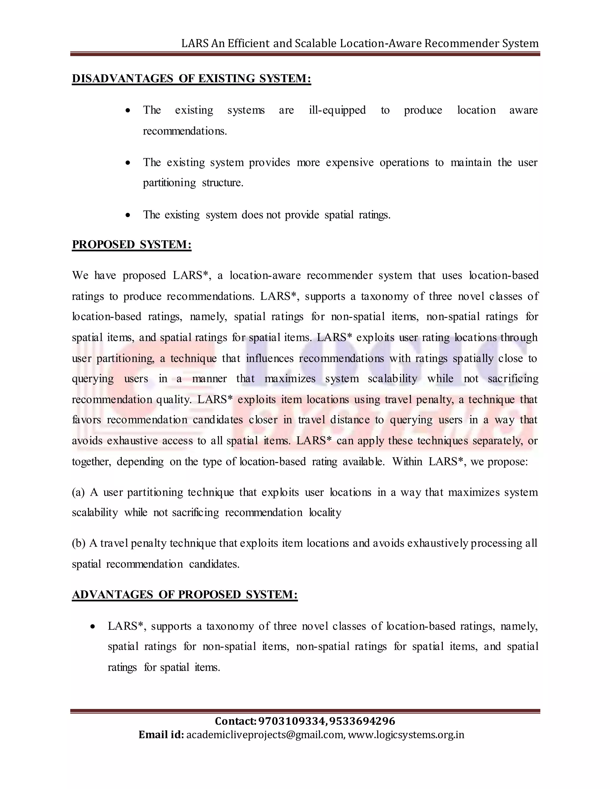 Lars An Efficient And Scalable Location Aware Recommender System Pdf