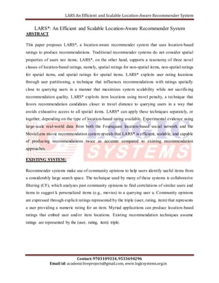 lars an efficient and scalable location-aware recommender system | DOCX