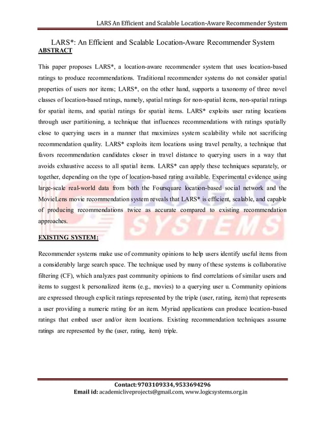 lars an efficient and scalable location-aware recommender system | PDF