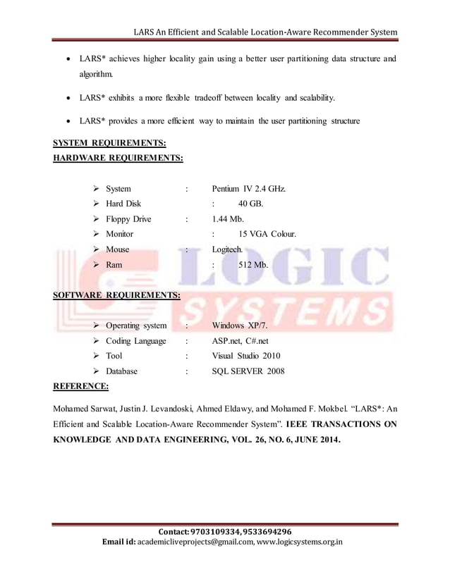 Lars An Efficient And Scalable Location Aware Recommender System Pdf