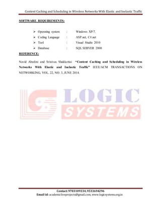 content caching and scheduling in wireless networks with elastic and inelastic traffic | DOCX ...