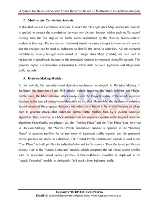 a system for denial-of-service attack detection based on multivariate correlation analysis | DOCX