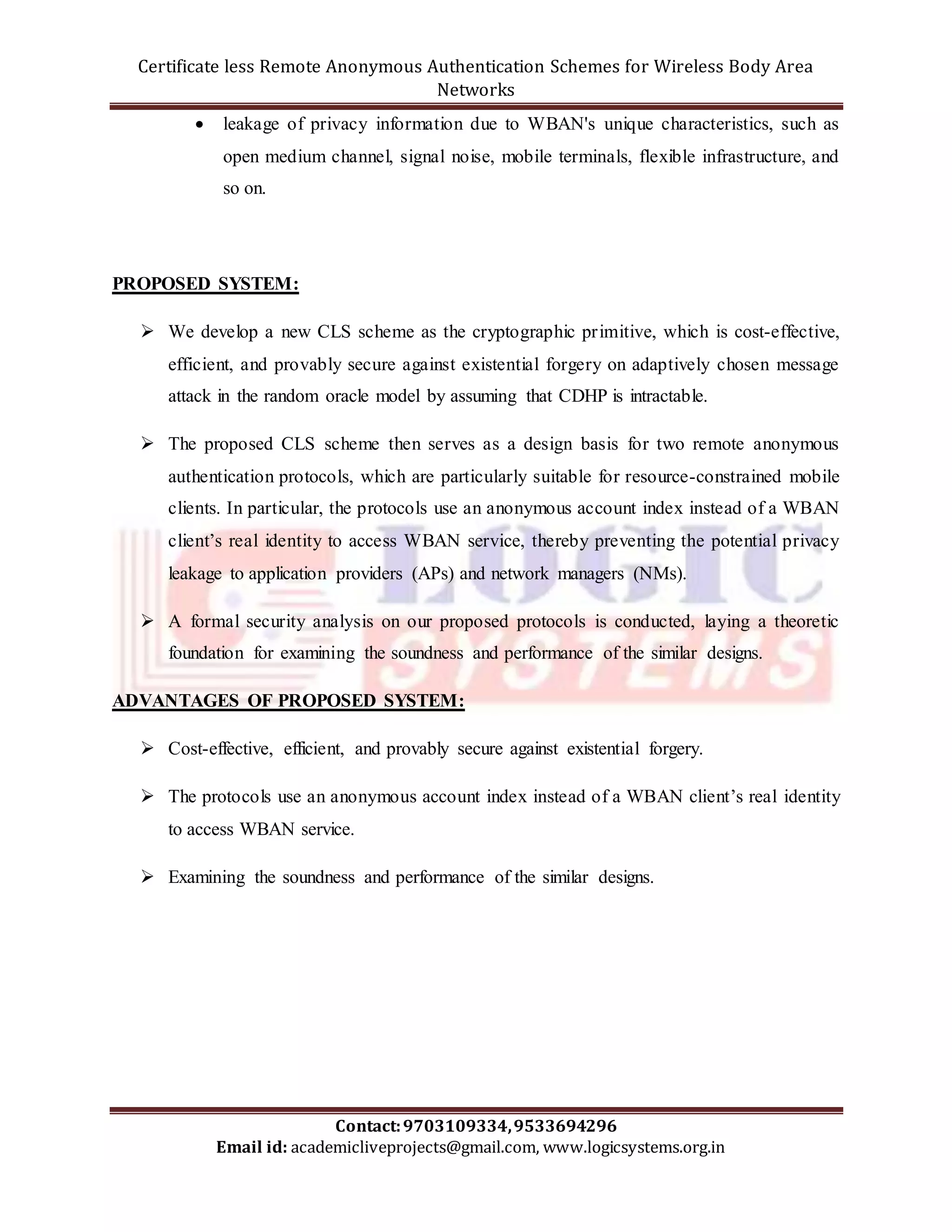 Certificate Less Remote Anonymous Authentication Schemes For Wireless Body Area Networks Pdf