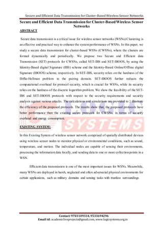 secure and efficient data transmission for cluster-based wireless sensor networks | PDF