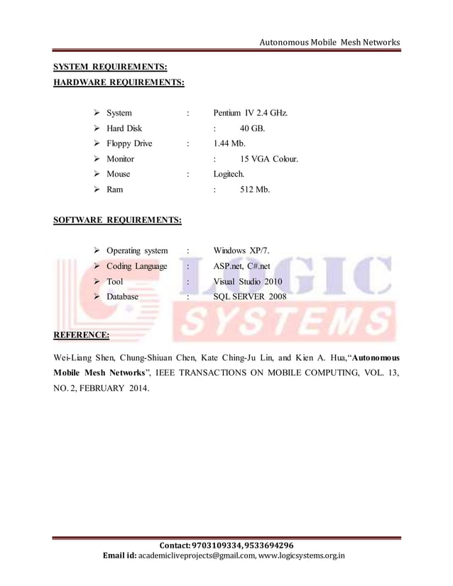 Autonomous Mobile Mesh Networks Docx Computer Networking Computing