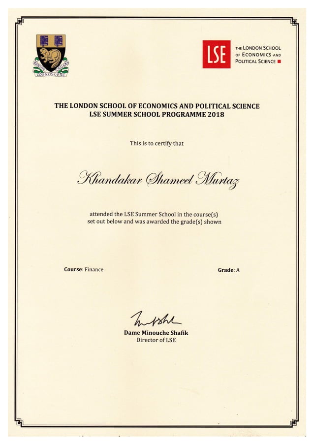 LSE Finance Certificate LSE Finance Certificate