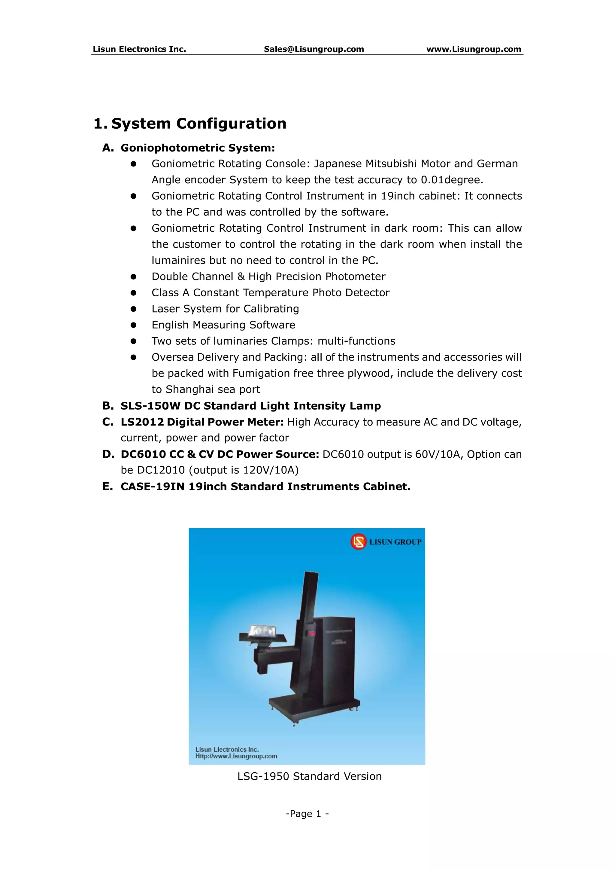 LISUN Goniophotometer for Automotive and Signal Lamps Lsg-1950 | PDF