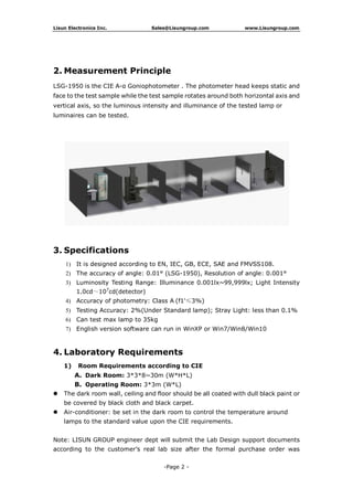 LISUN Goniophotometer for Automotive and Signal Lamps Lsg-1950 | PDF