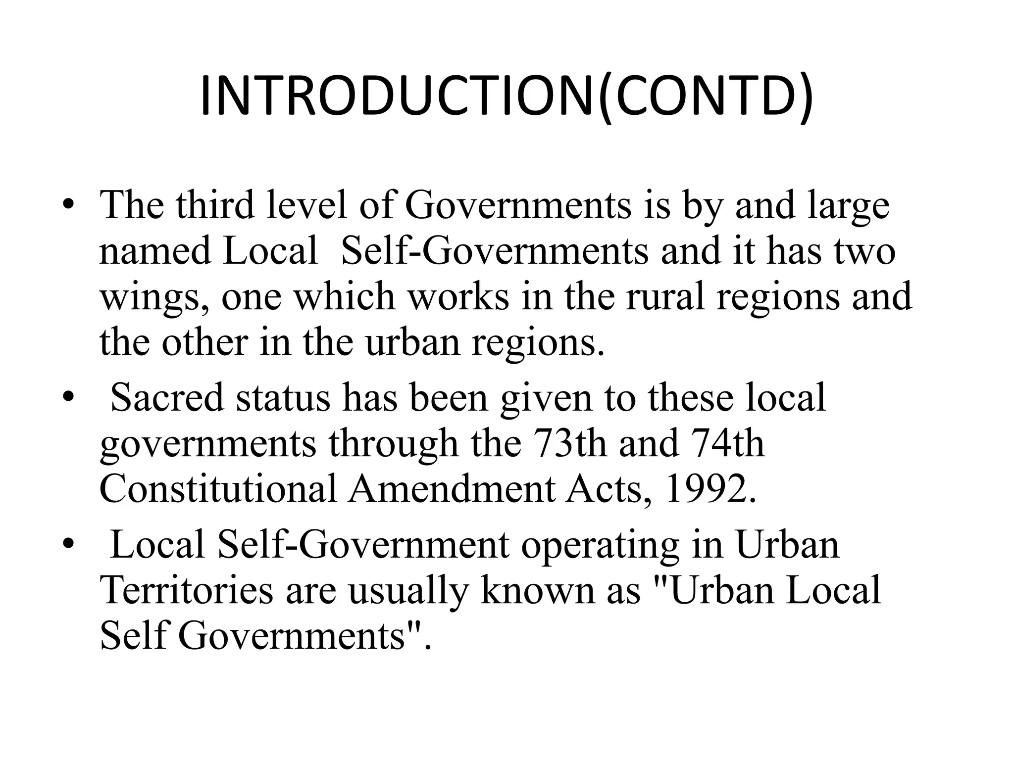 ANALYSIS OF URBAN LOCAL SELF GOVERNMENT IN INDIA | PPTX