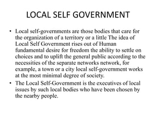 ANALYSIS OF URBAN LOCAL SELF GOVERNMENT IN INDIA | PPTX | Civic affairs ...