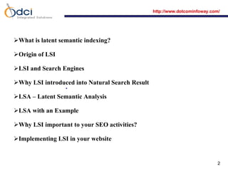 Latent Semantic Indexing and Analysis | PPT