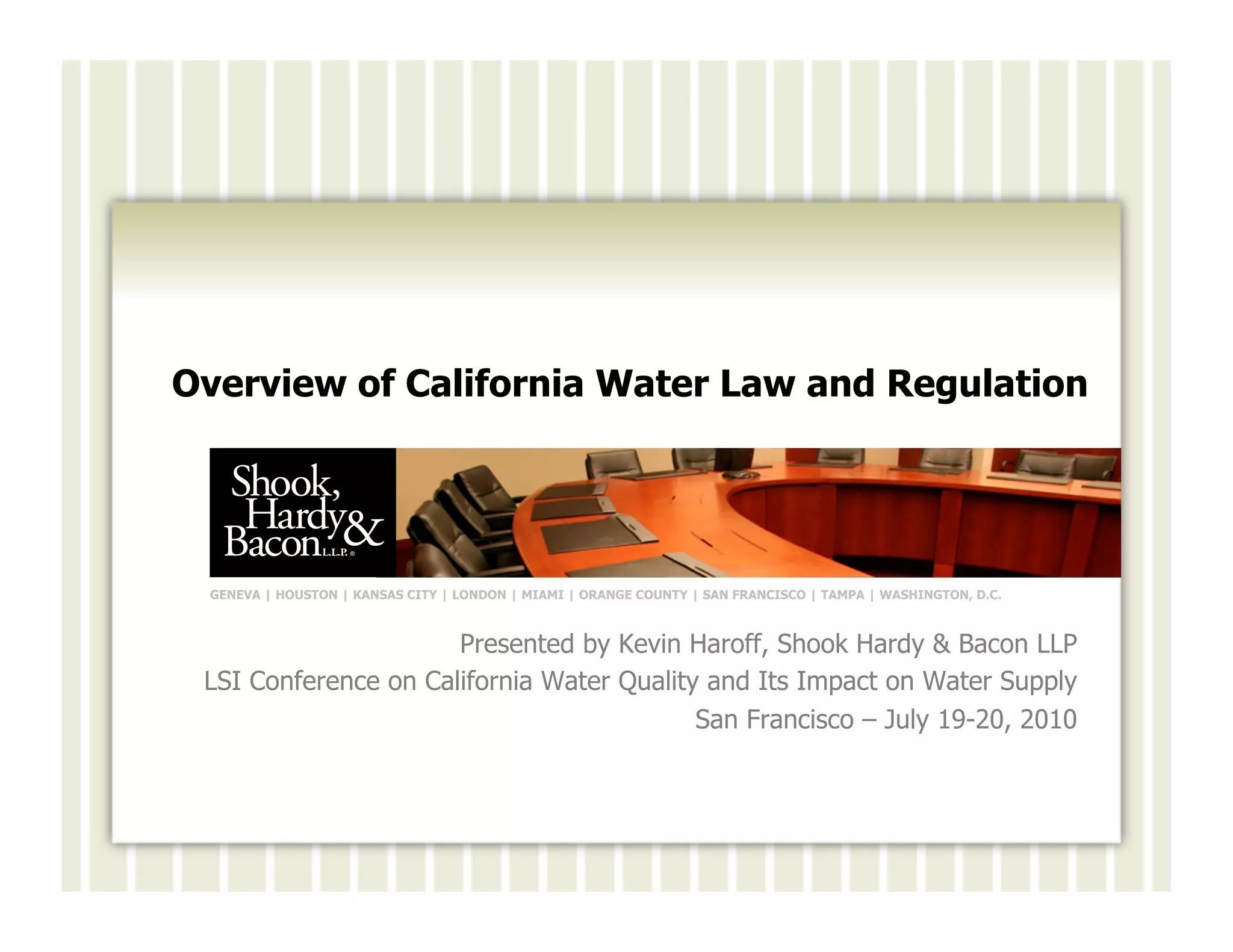 Overview of California Water Law and Regulation | PDF | Environment ...