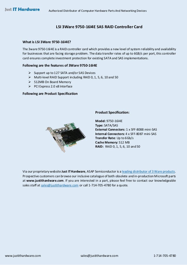 LSI 3Ware 9750-16I4E SAS RAID Controller Card