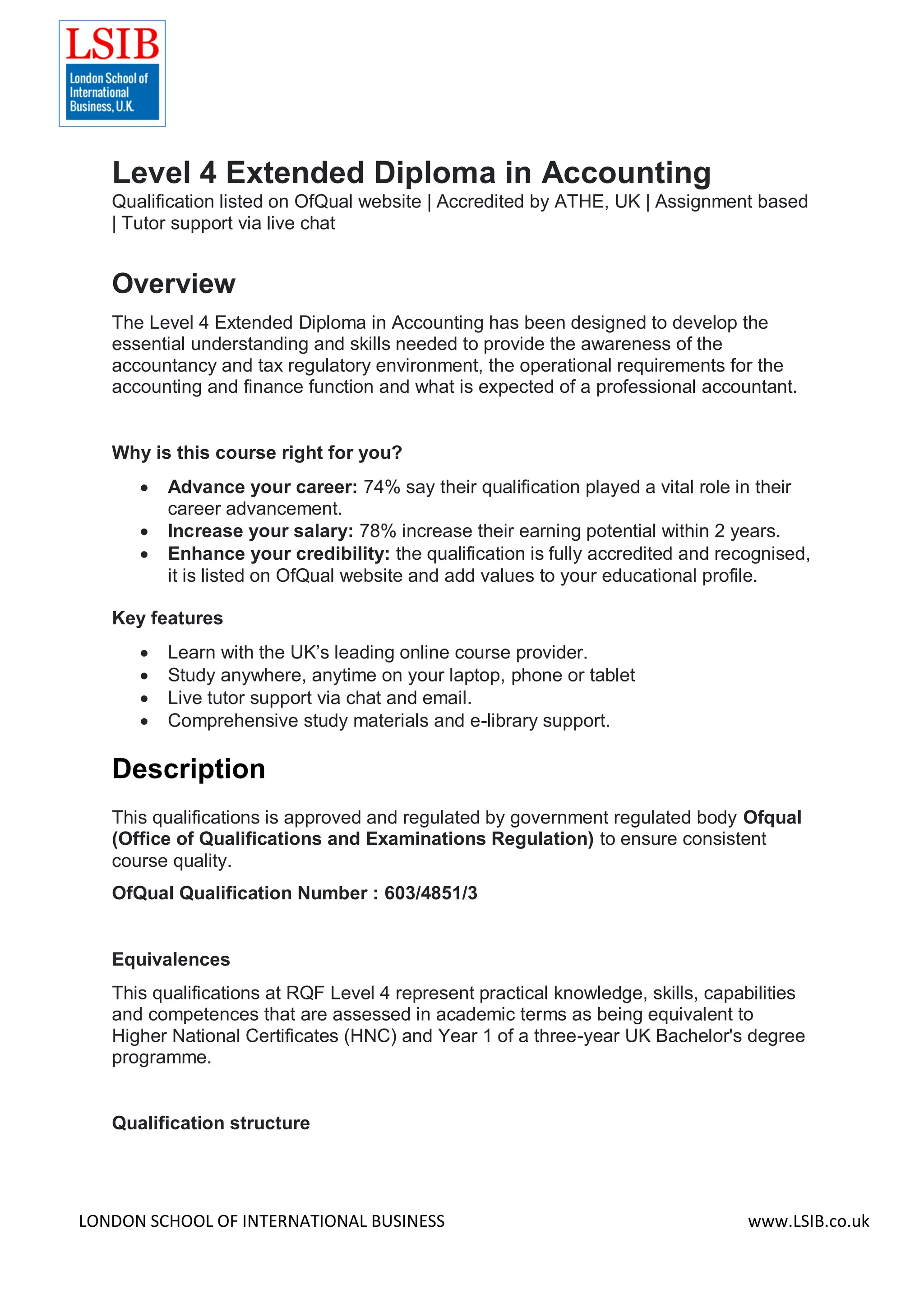 Level 4 Extended Diploma in Accounting | PDF