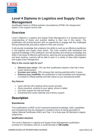 Level 4 Diploma in Logistics and Supply Chain Management | PDF