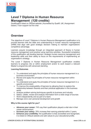 Level 7 Diploma in Human Resource Management (120 credits) | PDF