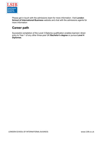 Level 3 Diploma in Hospitality and Tourism Management | PDF