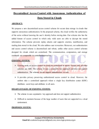 decentralized access control with anonymous authentication of data stored in clouds | DOCX ...