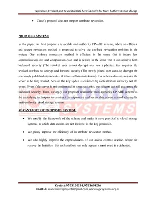 expressive, efficient, and revocable data access control for multi authority cloud storage | DOCX