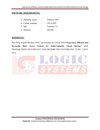 expressive, efficient, and revocable data access control for multi authority cloud storage | DOCX