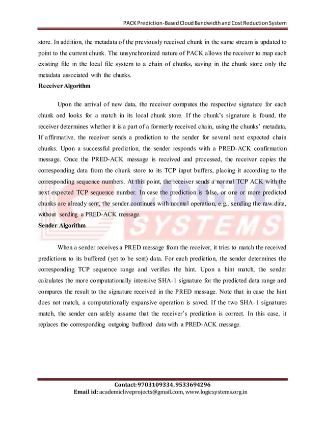 Pack Prediction Based Cloud Bandwidth And Cost Reduction System Docx Cloud Computing Internet