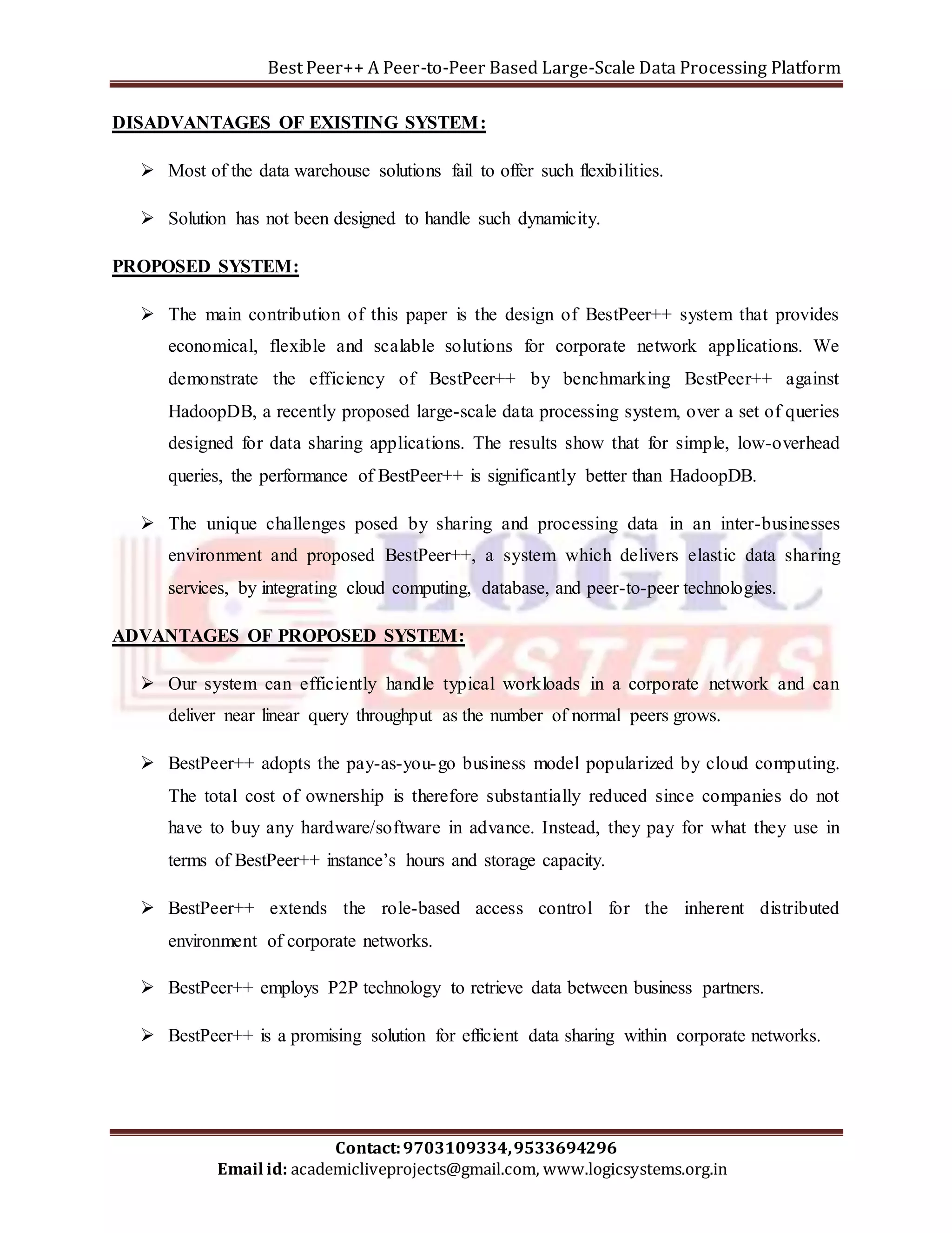 best peer++ a peer-to-peer based large-scale data processing platform | PDF