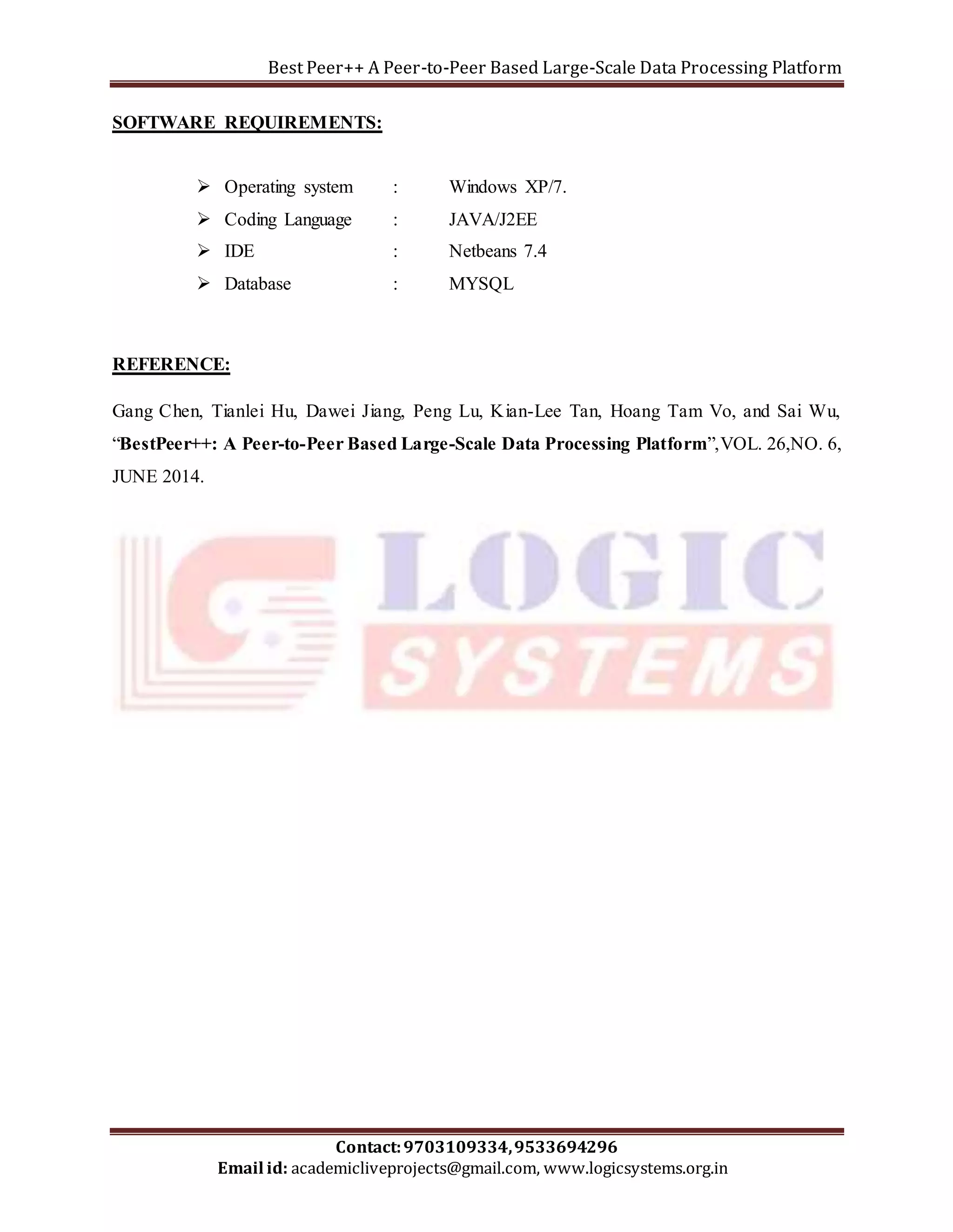 best peer++ a peer-to-peer based large-scale data processing platform | PDF