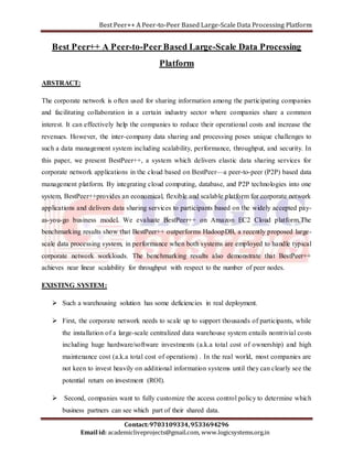 best peer++ a peer-to-peer based large-scale data processing platform ...