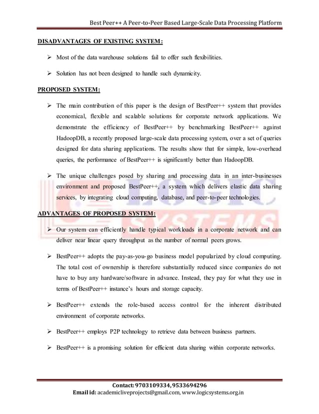 best peer++ a peer-to-peer based large-scale data processing platform | PDF