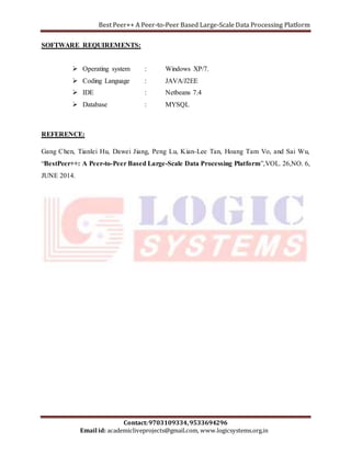 best peer++ a peer-to-peer based large-scale data processing platform | PDF